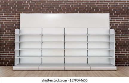 3d Image Side View Grocery Shelves Stock Illustration 1579074667