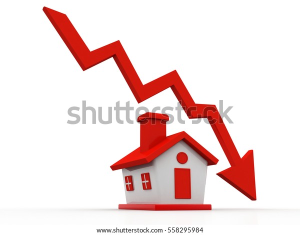 3d Image House Graph Falling Real Stock Illustration 558295984 ...