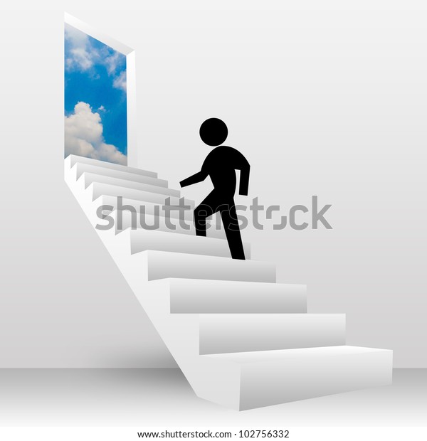 3d Image Man Walking Step On Stock Illustration 102756332