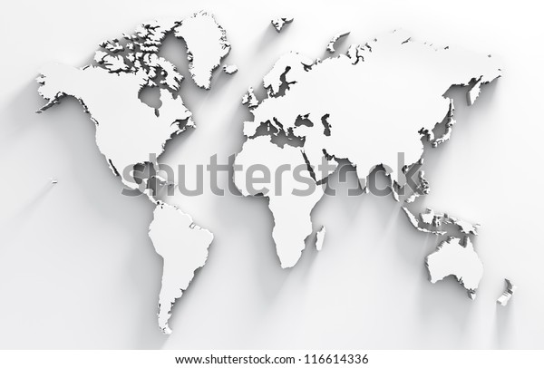 3d Image White World Map Stock Illustration 116614336
