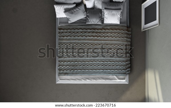 3d Interior Render Top View Bed Stock Illustration 223670716 | Shutterstock