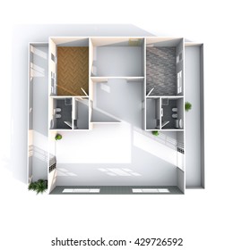 3d Interior Rendering Plan View Empty Stock Illustration 429726592 ...