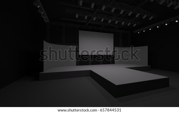 3d Interior Stage Event Led Tv Stock Illustration 657844531