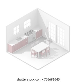 Isometric Illustration Kitchen Furniture Vector Stock Vector (Royalty ...