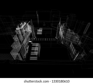 「3d Linear Architectural Perspective」のイラスト素材 1330180607 | Shutterstock