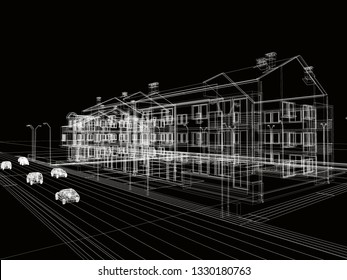 3d Linear Architectural Perspective Stock Illustration 1330180763 ...