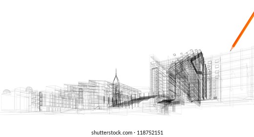 3d Linear Architecture Stock Illustration 118752151 | Shutterstock