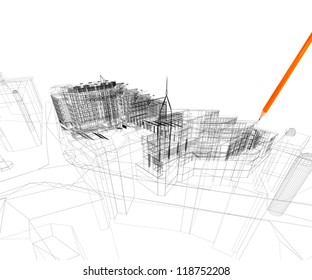 3d Linear Architecture Stock Illustration 118752208 | Shutterstock