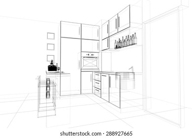 Illustration Tablet 3d Architectural Linear Drawing Stock Illustration ...