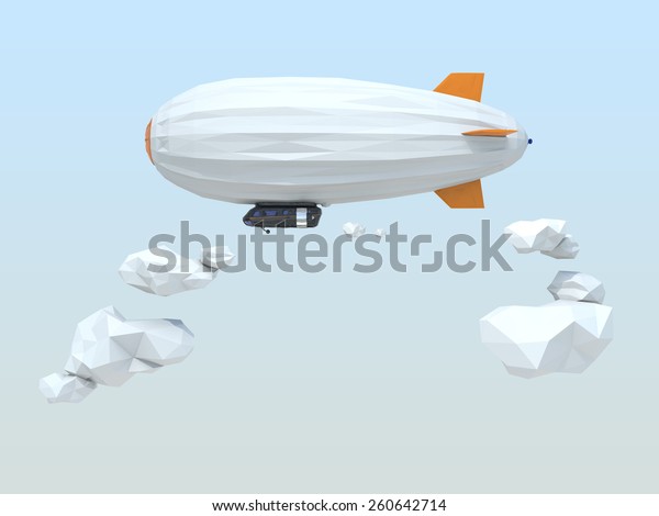 3d Low Poly Style Blimp Floating Stock Illustration 260642714 ...