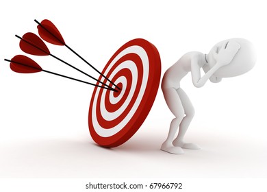 3d Man Achieves Goal Target On Stock Illustration 162048977