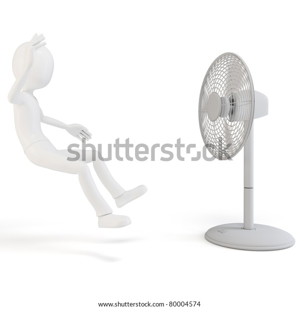 3d Man Blown By Vent Isolated Stock Illustration 80004574