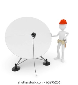 3d Man Cable Guy Satellite Dish: стоковая иллюстрация, 65295256 ...