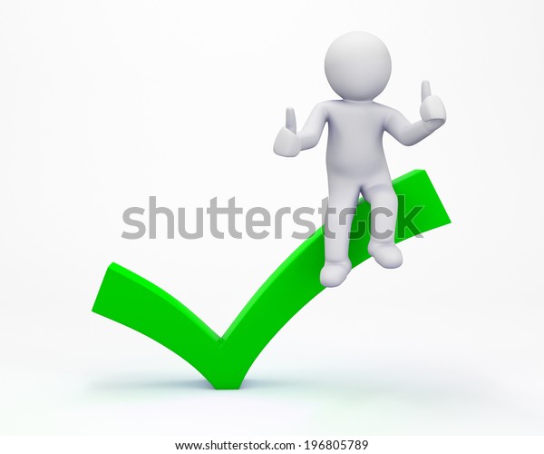 3d Man Check Mark Stock Illustration 196805789