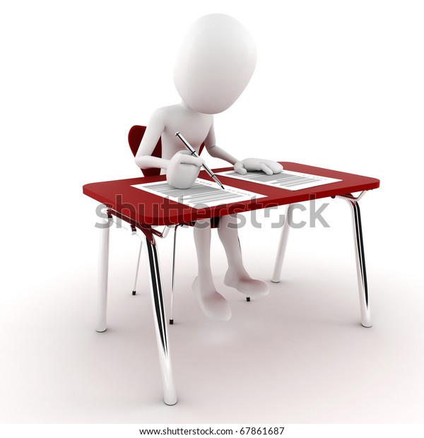 3d Man Classroom Exam Test Stock Illustration 67861687