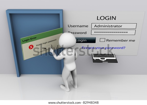 3d Man Closing Invalid Login Error Stock Illustration 82948348 ...