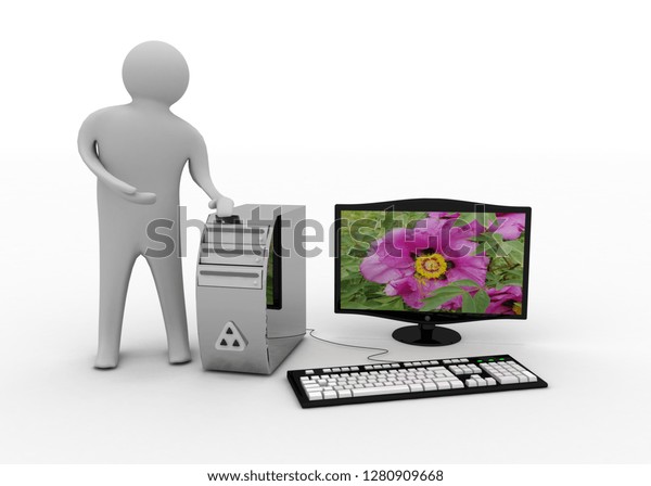 3d Man Computer3d Illustration Stock Illustration 1280909668 | Shutterstock