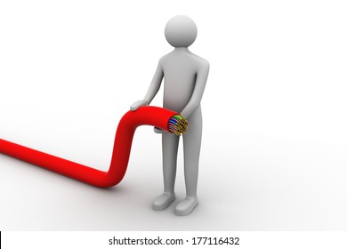 3d White Person Connecting Rj45 Cable Stock Illustration 131629385 ...