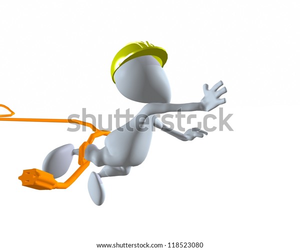 3d Man Construction Worker Tripping On Stock Illustration 118523080