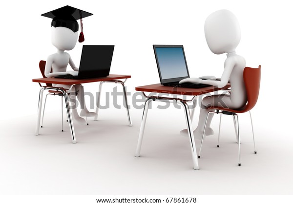 3d Man Elearningm Isolated On White Stock Illustration 67861678 ...