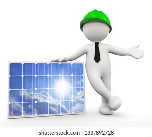 3d Man Engineer Solar Panel 스톡 일러스트 1337892728 | Shutterstock