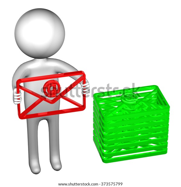 3d Man Envelope Isolated On White Stock Illustration 373575799 ...