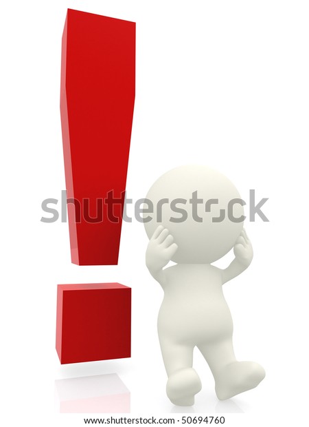 3d Man Exclamation Mark Isolated Over Stock Illustration 50694760 ...
