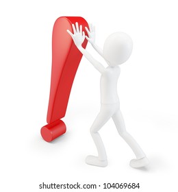 3d Man Exclamation Point On White Stock Illustration 104069684 ...