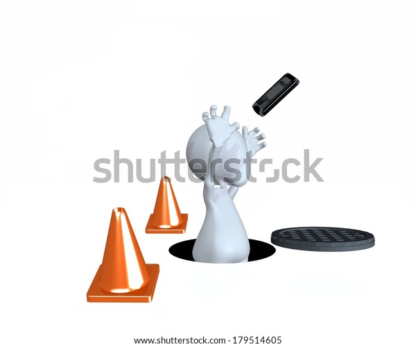 Ilustrasi Stok 3d Man Falling Into Manhole While 179514605 | Shutterstock