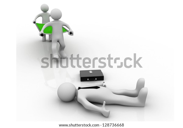 3d Man First Aid On White Stock Illustration 128736668