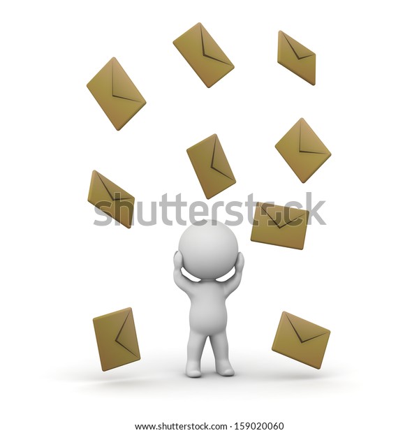 3d Man Getting Many Emails: стоковая иллюстрация, 159020060 | Shutterstock