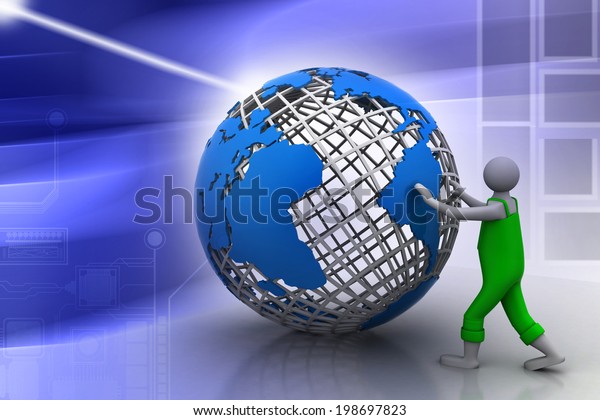 3d Man Globe Stock Illustration 198697823 | Shutterstock