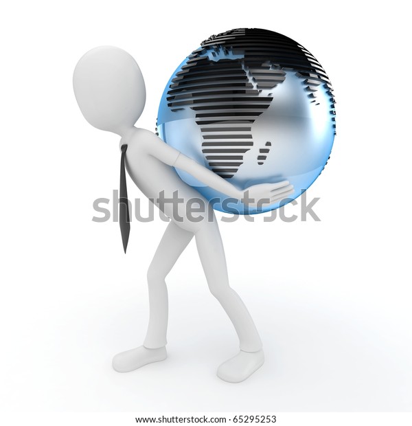 3d Man Globe Isolated On White Stock Illustration 65295253 | Shutterstock