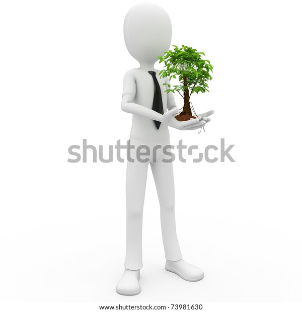 3d Man Growing Tree Isolated On: ilustrações stock 73981630 | Shutterstock