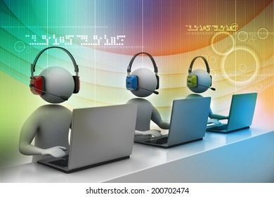 3d Man Headset Talking Over Phone Stock Illustration 200702474 ...