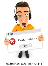 3d Man Holding Error Message Illustration 스톡 일러스트 1074221144 | Shutterstock