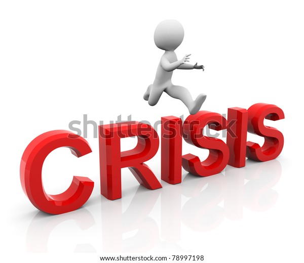 3d Man Jumping Over Text Crisis Stock Illustration 78997198 | Shutterstock