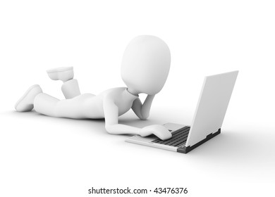 3d People Working On Laptop Computer: ilustración de stock 248974168 ...