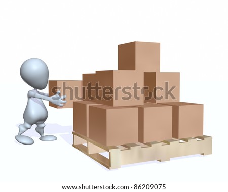 3 D Man Loading Boxes On Pallet Stock Illustration 86209075 - Shutterstock