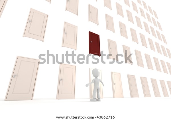 3d Man Looking Closed Door Stock Illustration 43862716 | Shutterstock