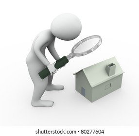 3d Man Looking House Help Magnifying Stock Illustration 80277604 ...