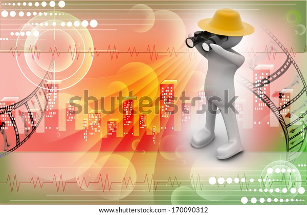 3d Man Looking Into Binocular 스톡 일러스트 170090312 | Shutterstock