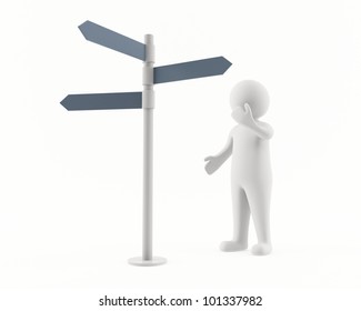 3d Man Looking Sign Post Stock Illustration 101337982 | Shutterstock