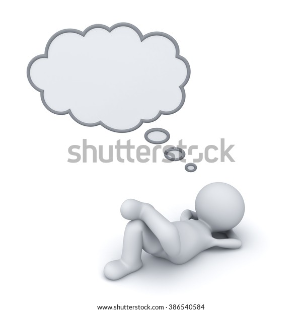3d Man Lying Down Blank Thinking Stock Illustration 386540584