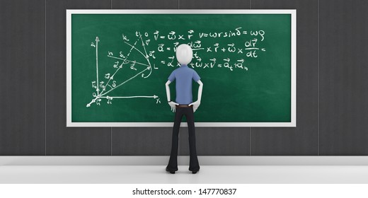 3d Man Mathematic Equations On Blackboard Stock Illustration 147770837 ...