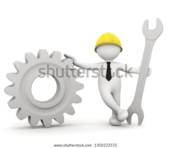 3d Man Mechanical Engineer Stock Illustration 1350372572