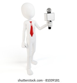 3d Man Microphone Interview Concept Isolated Stock Illustration ...