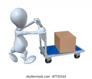 3d Man Moving Box Using Four Stock Illustration 87732163 | Shutterstock