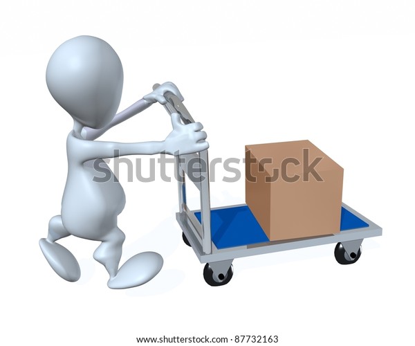 3d Man Moving Box Using Four Stock Illustration 87732163 | Shutterstock