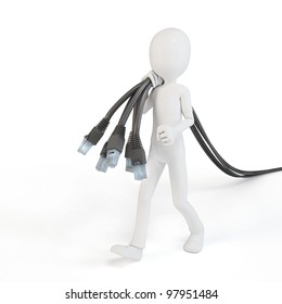 3d Man Network Cables On White: ภาพประกอบสต็อก 97951484 | Shutterstock